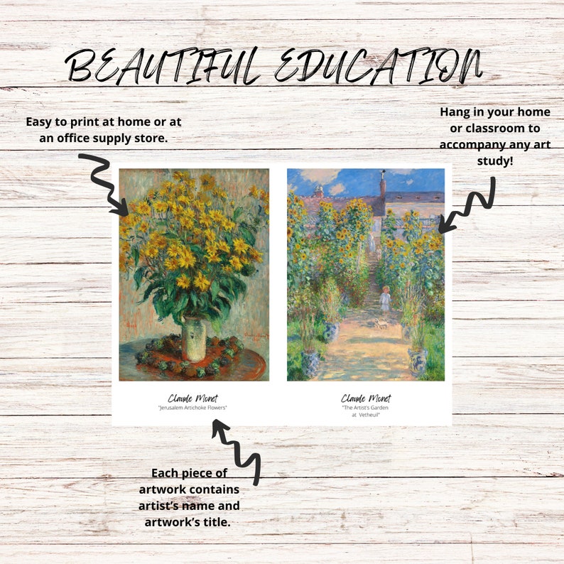 Claude Monet Art Prints for Artist Study, Classical Art for Homeschool ...