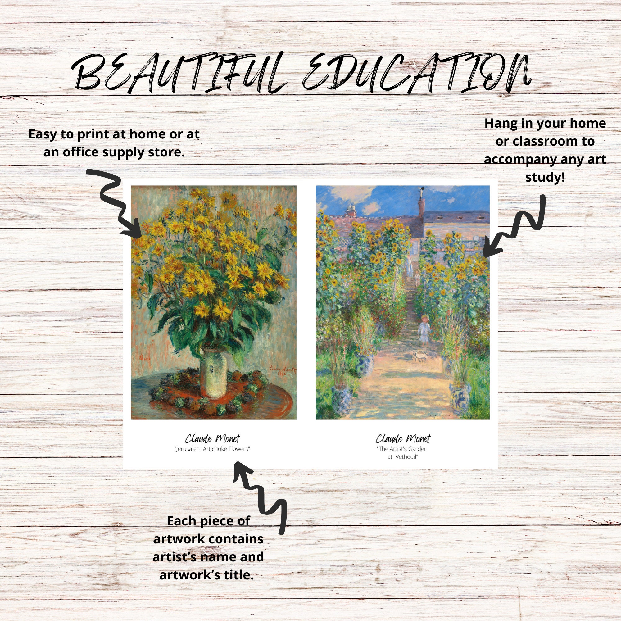 Claude Monet Art Prints for Artist Study, Classical Art for Homeschool ...