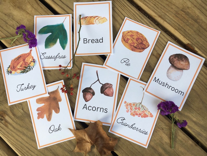 Autumn Vocabulary Flashcards, Cursive and Print, Homeschool, Preschool ...