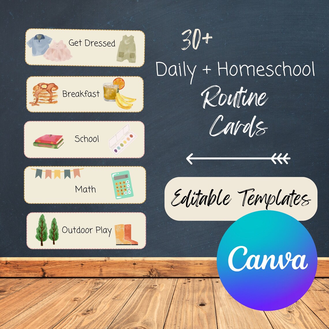Daily Routine Cards for Children, Canva Template, Customize, Editable ...