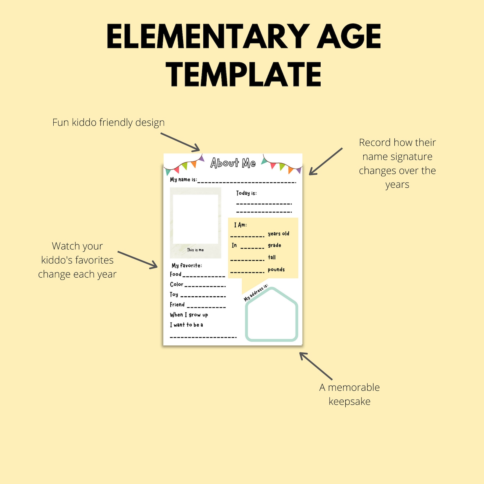 All About Me Printable, Back to School Yearbook Activity Pages, Annual ...