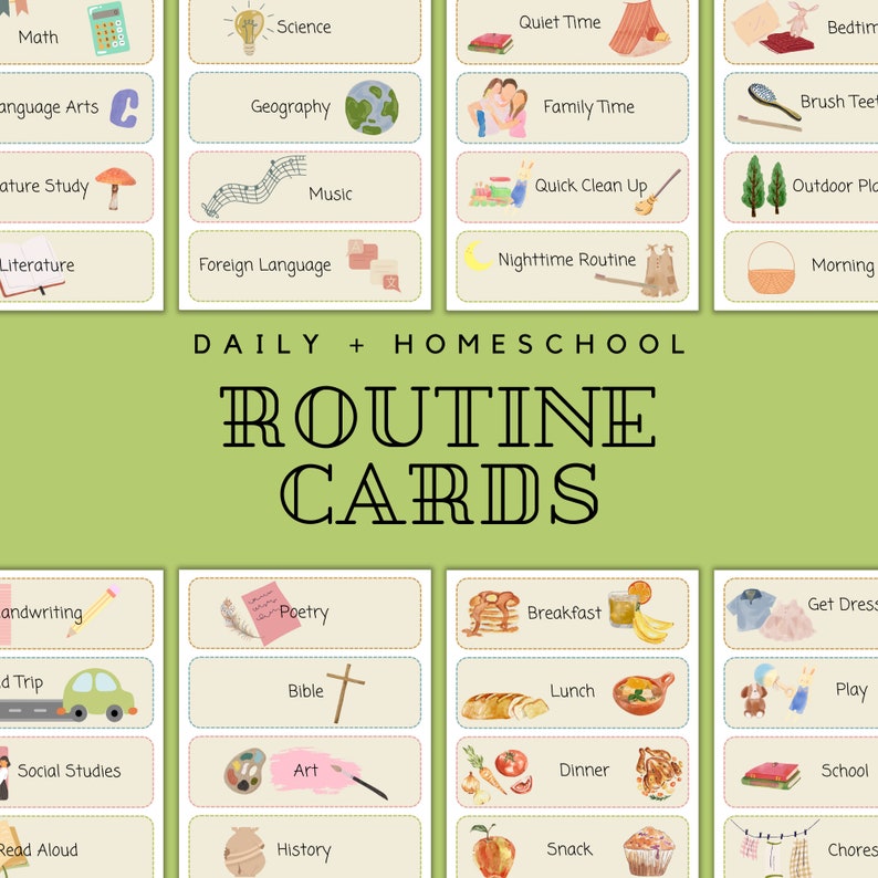 Daily Routine Cards for Children Home Rhythm Homeschool - Etsy
