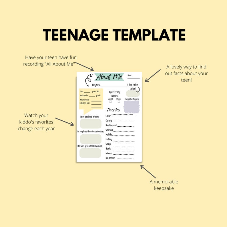 All About Me Printable, Back to School Yearbook Activity Pages, Annual ...