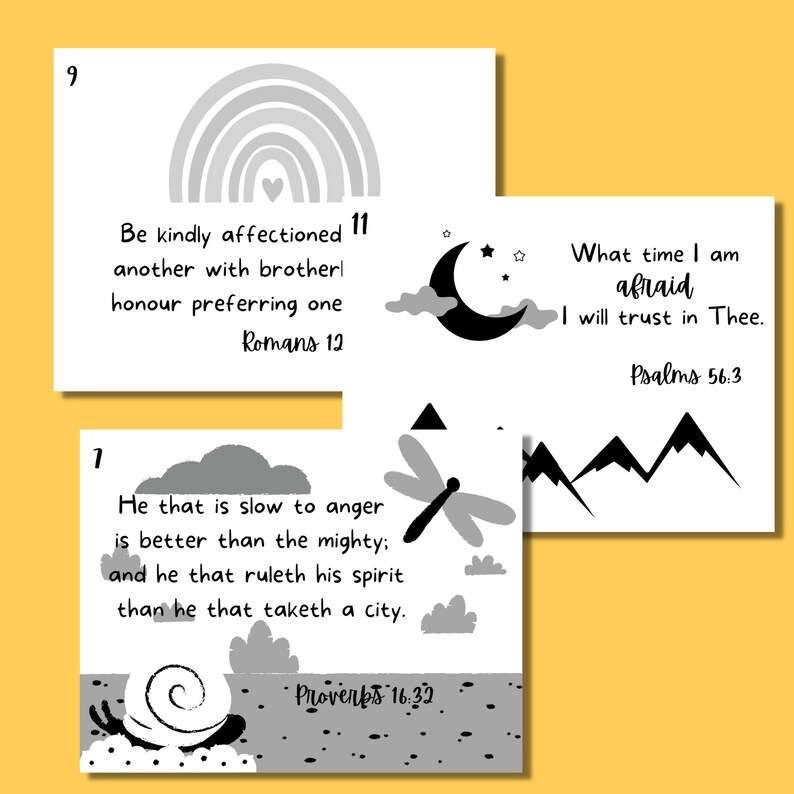Bible Memory Verse Cards for Children, 52 Weekly Verses, KJV, Black ...