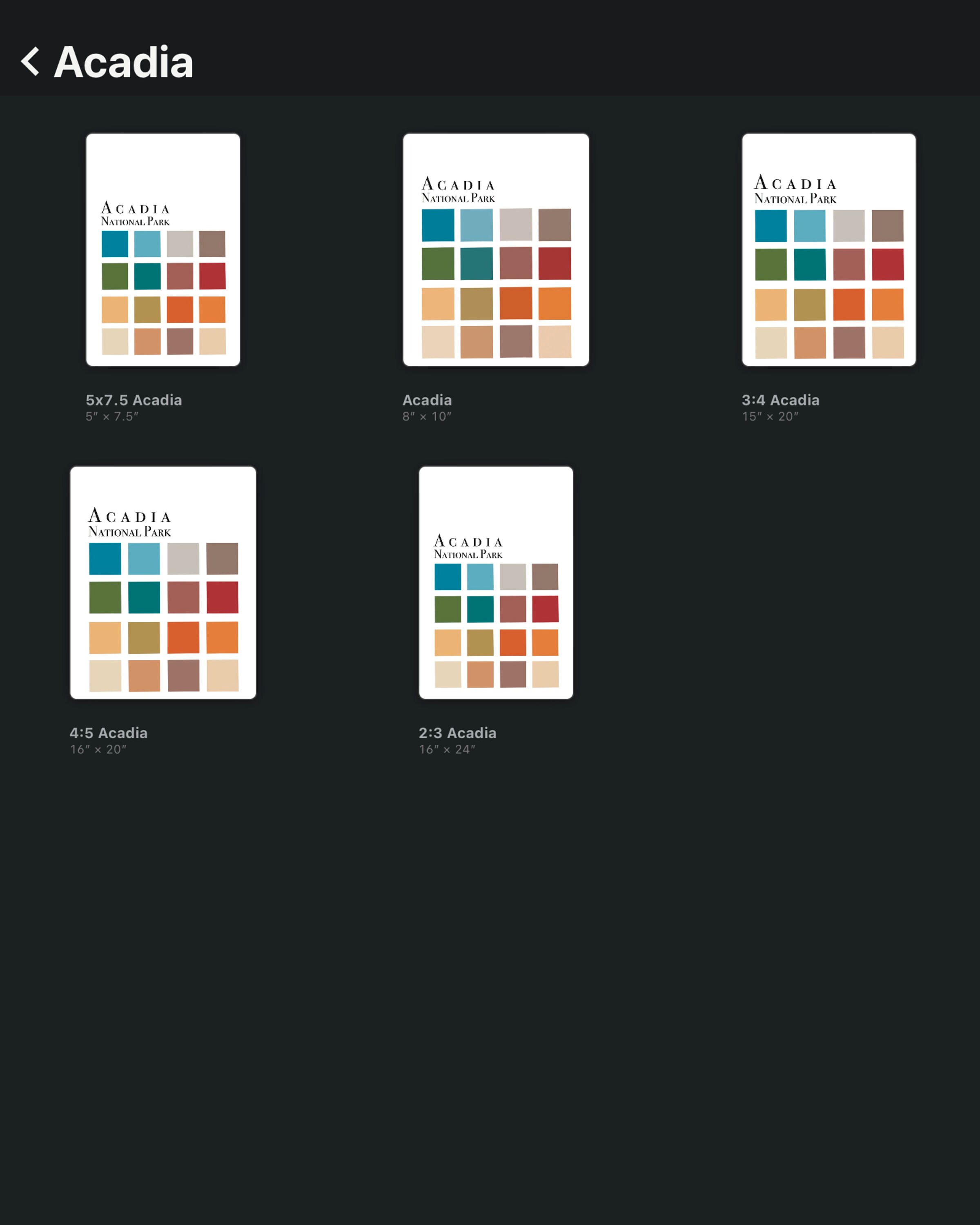 Minimalist Acadia National Park Color Palette *DIGITAL PRINT* - Etsy
