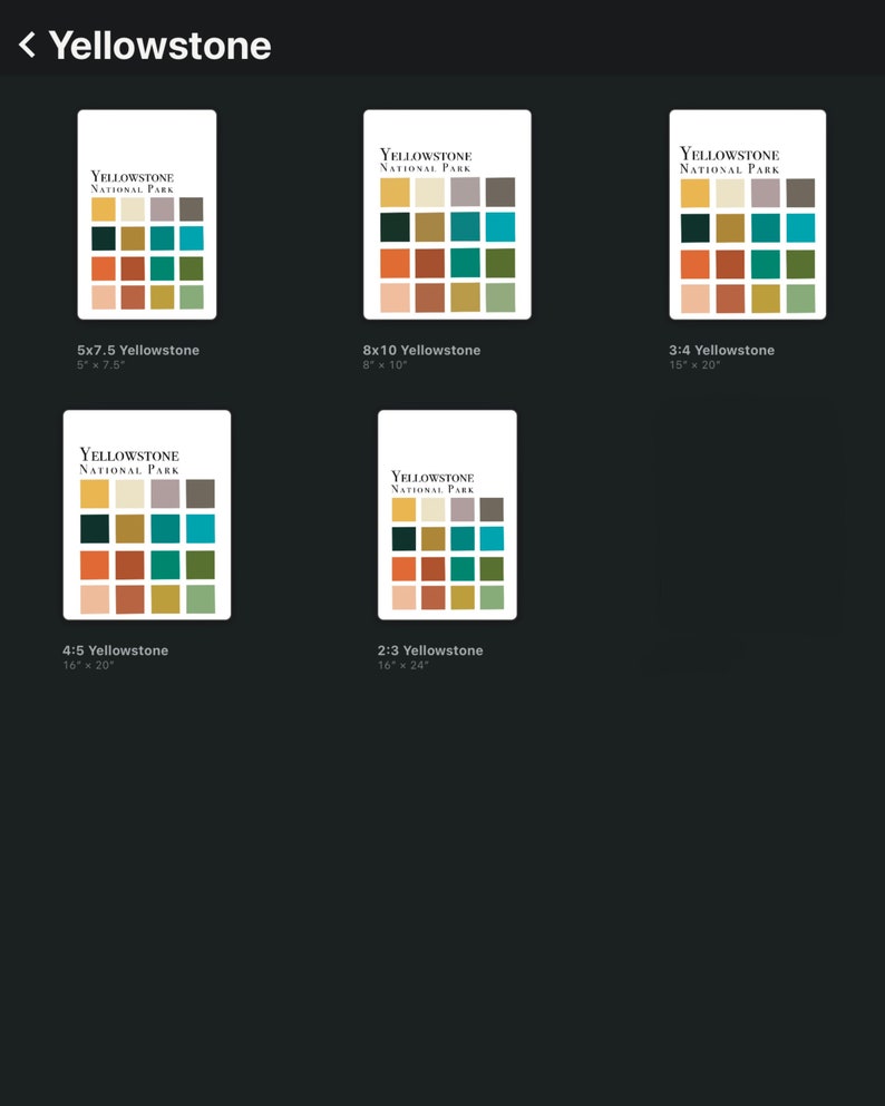 Minimalist Yellowstone National Park Color Palette *DIGITAL PRINT* - Etsy