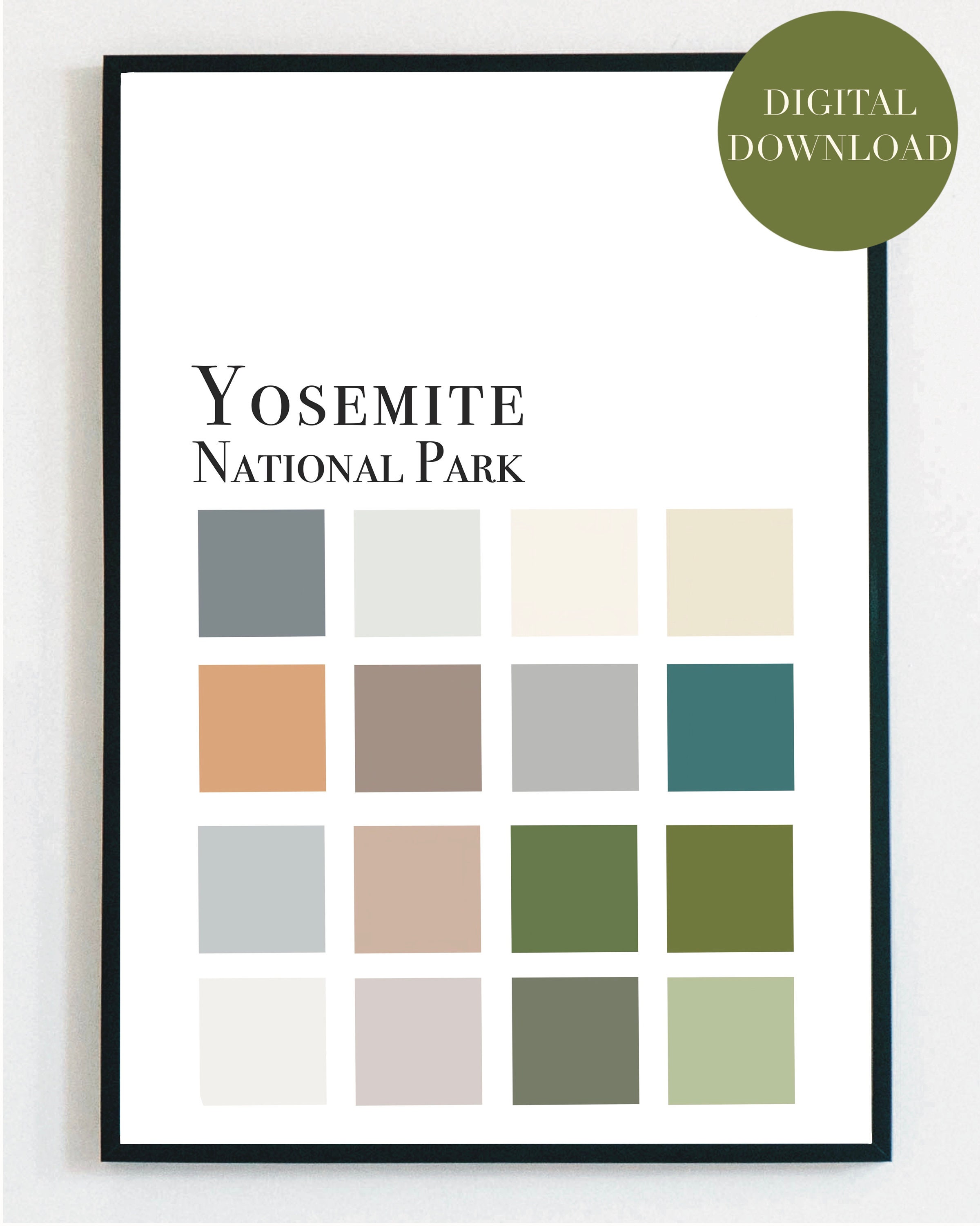 Minimalist Yosemite National Park Color Palette *DIGITAL PRINT* - Etsy