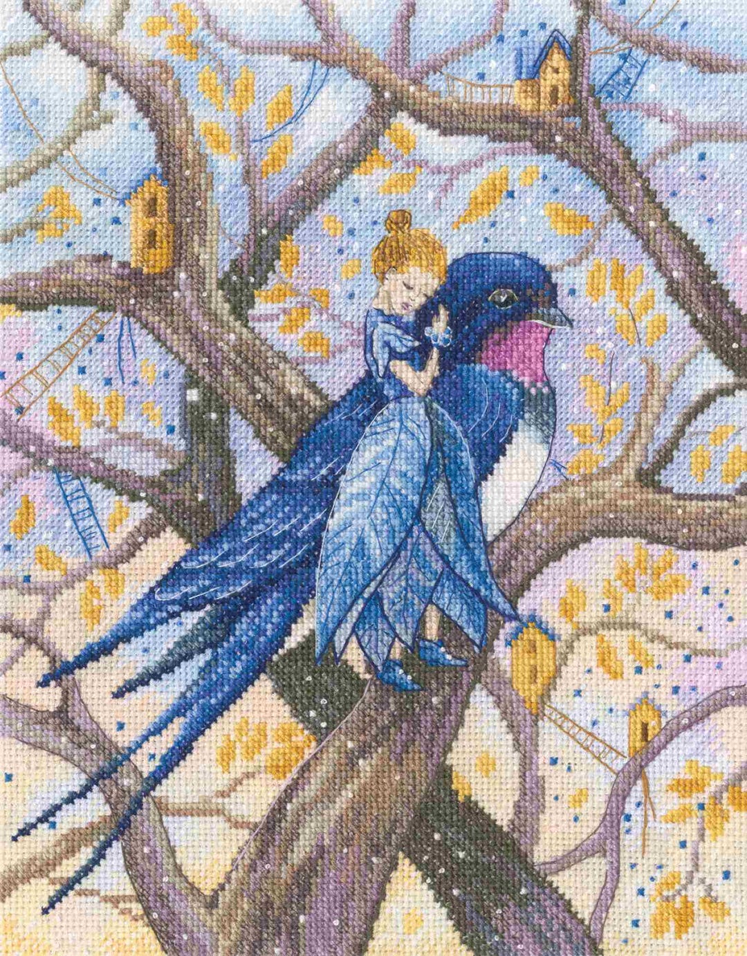 RTO Counted Cross Stitch Kit Thumbelina M985 / Fairytale Story / Girl and Bird DIY Embroidery ...