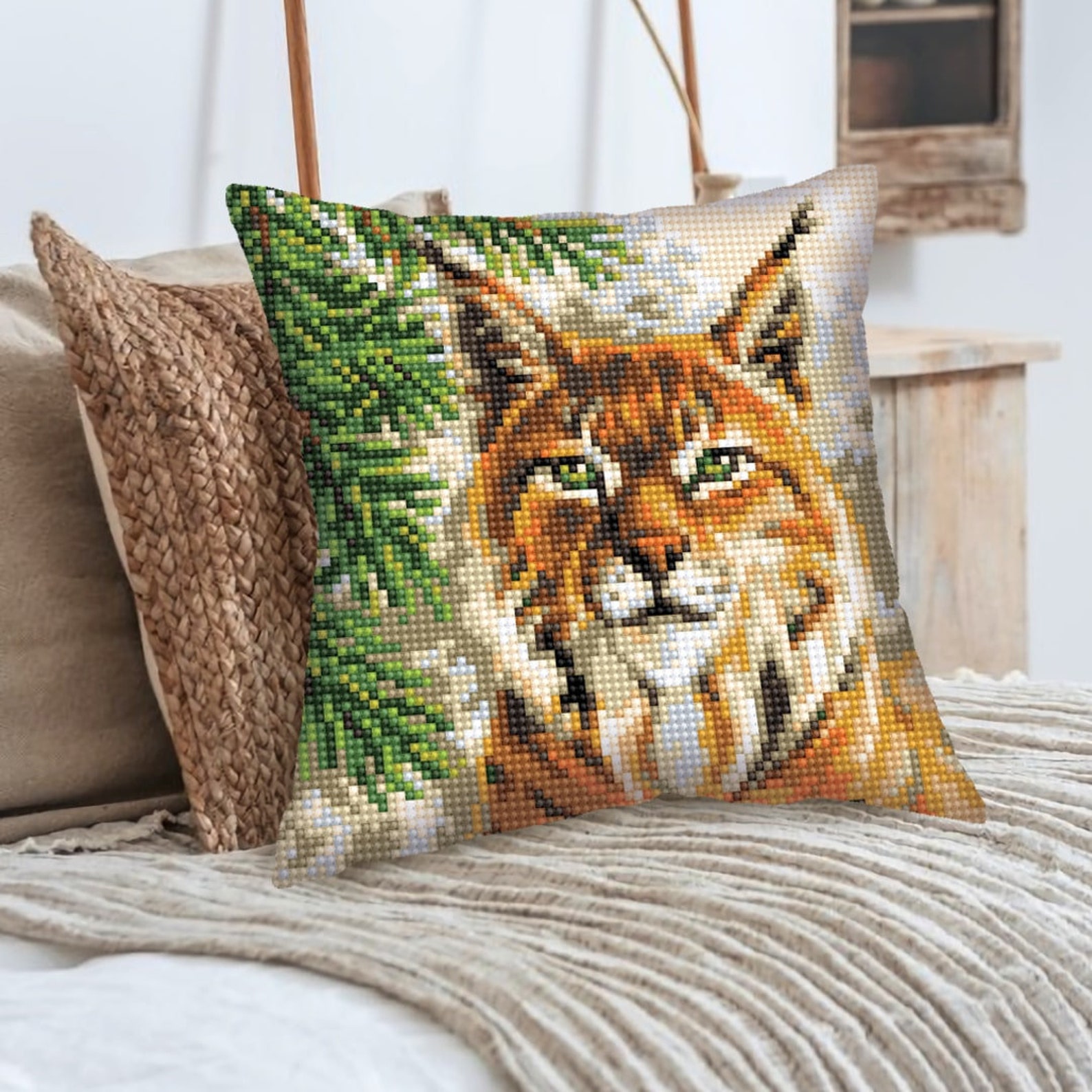Needlepoint Pillow Kit Lynx Forest Collection Dart 5438, DIY Tapestry ...