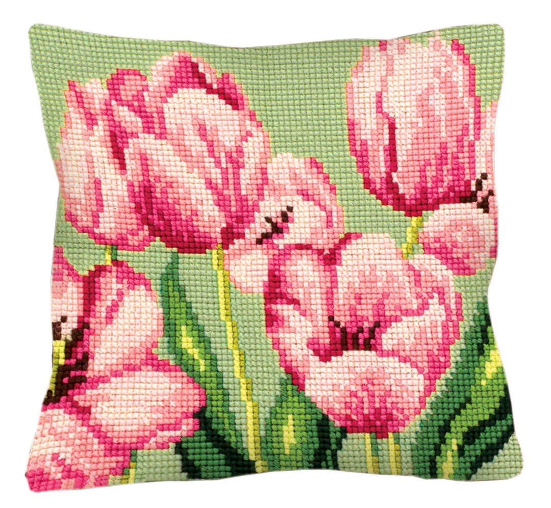 Needlepoint Pillow Kit Tulips Flowers Collection Dart 5070, DIY ...