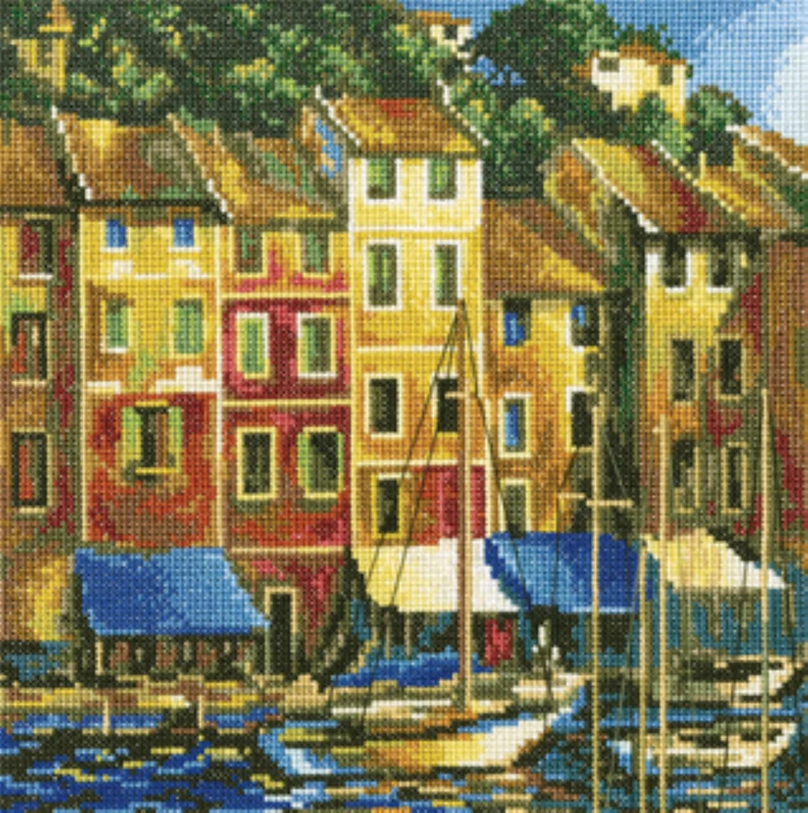 RTO Counted Cross Stitch Kit Portofino M387 / Italy Sea Bay / Sea Town ...