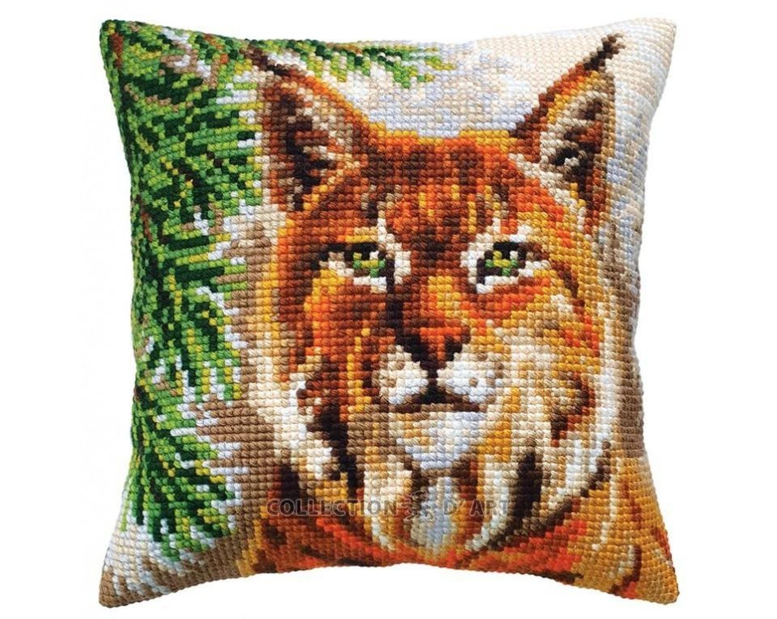 Needlepoint Pillow Kit Lynx Forest Collection Dart 5438, DIY Tapestry ...