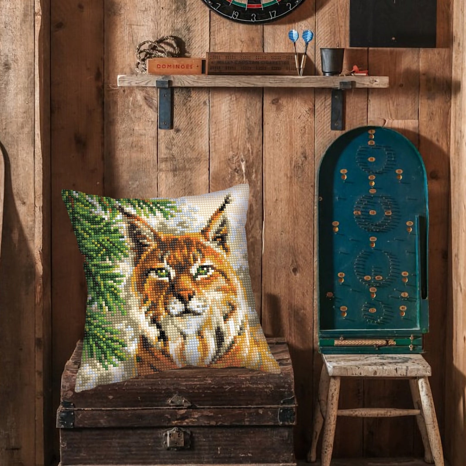 Needlepoint Pillow Kit Lynx Forest Collection Dart 5438, DIY Tapestry ...