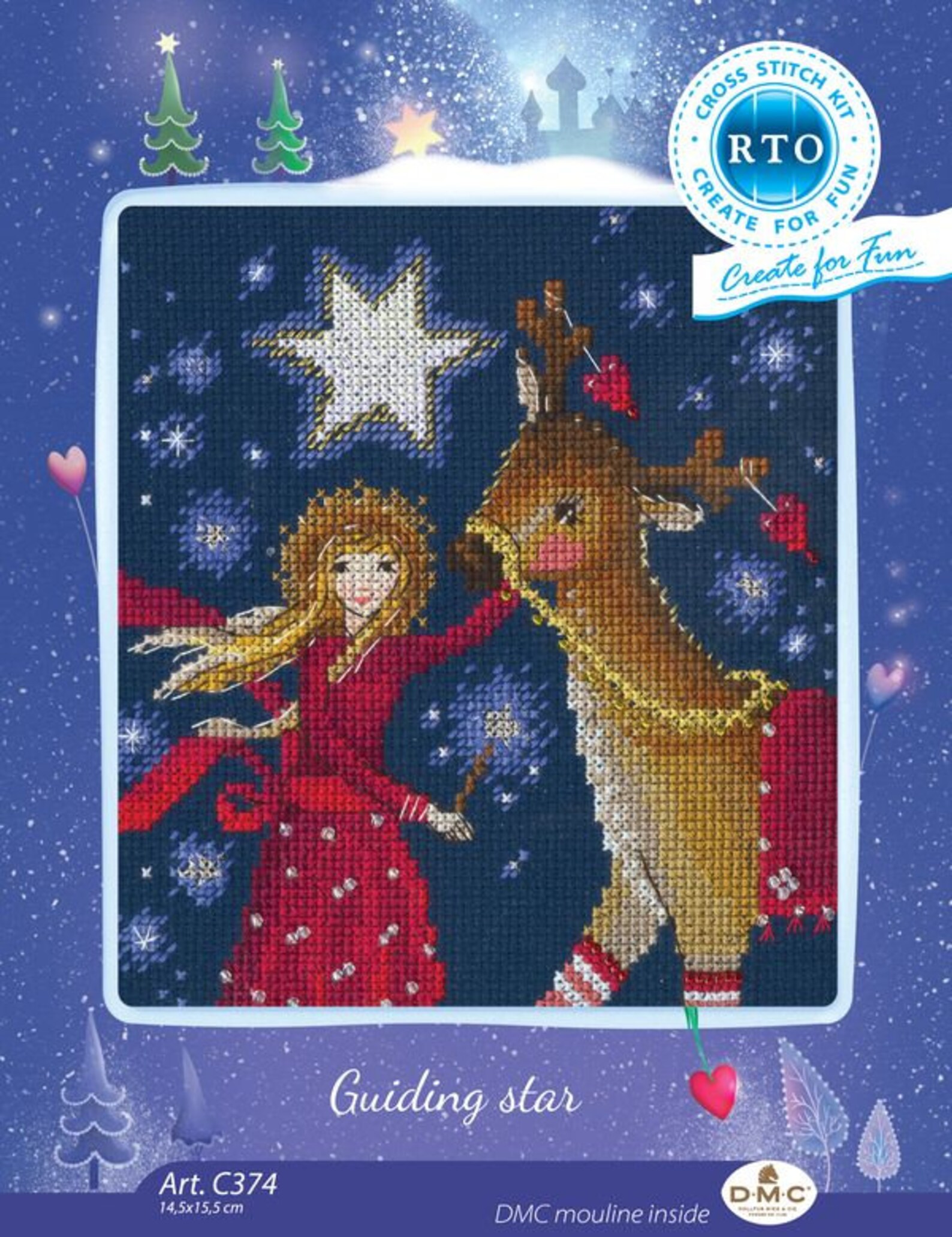 Christmas Guiding Star RTO Cross Stitch Kit: Girl and Deer Winter ...