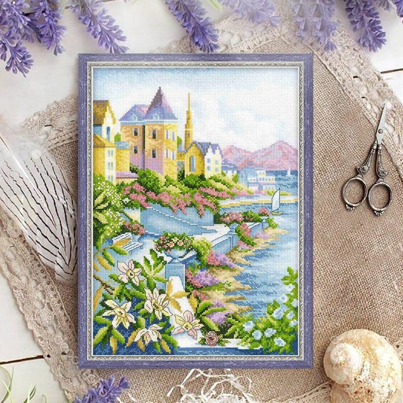RTO Counted Cross Stitch Kit Town by the Sea M248 / Seaside Cost ...