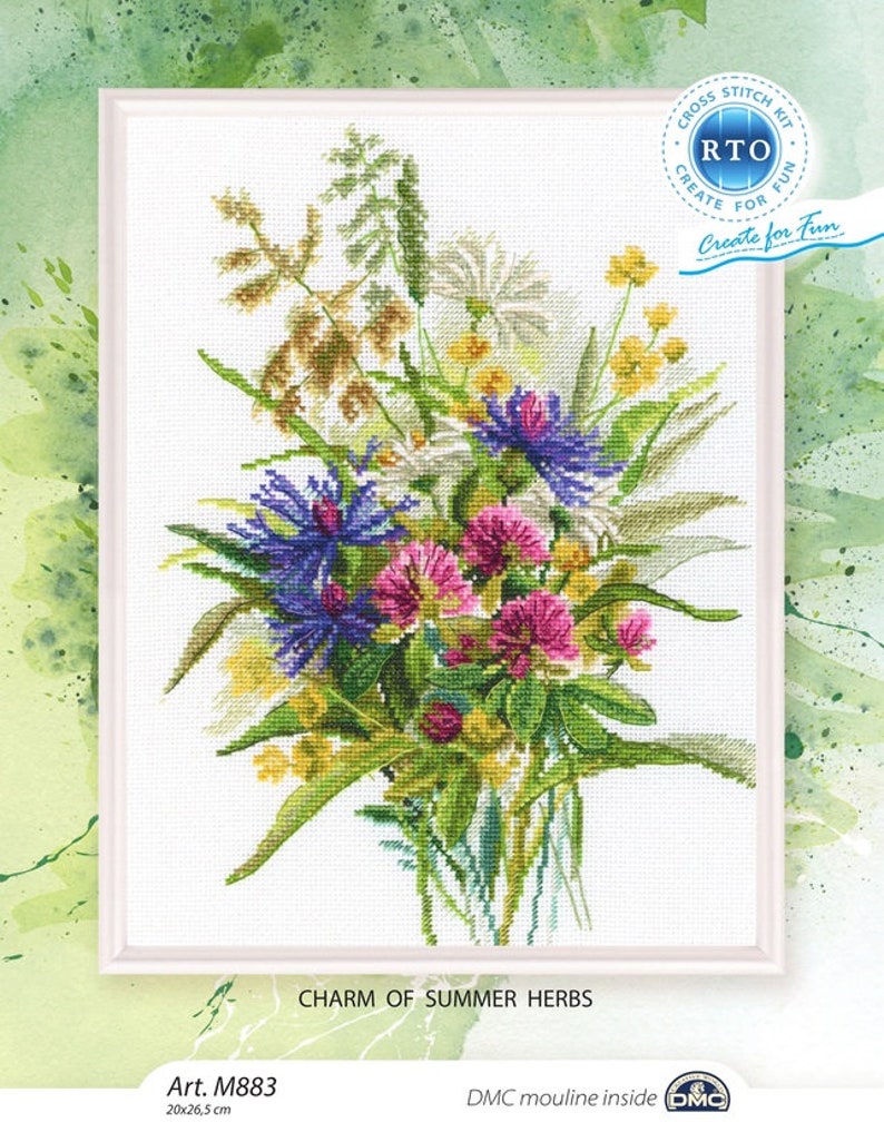 RTO Counted Cross Stitch Kit Summer Flowers M883 / Wild Flowers Bouquet ...
