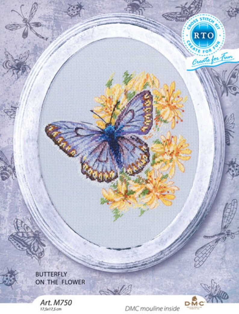 RTO Counted Cross Stitch Kit Butterfly on the Flower, Nature Floral DIY ...