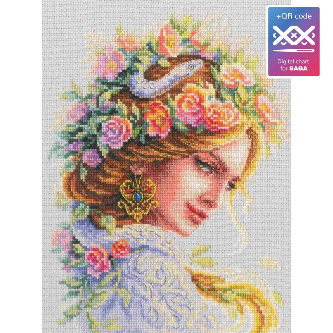 RTO Counted Cross Stitch Kit Woman Flowers Snake M1047 SAGA/ People ...