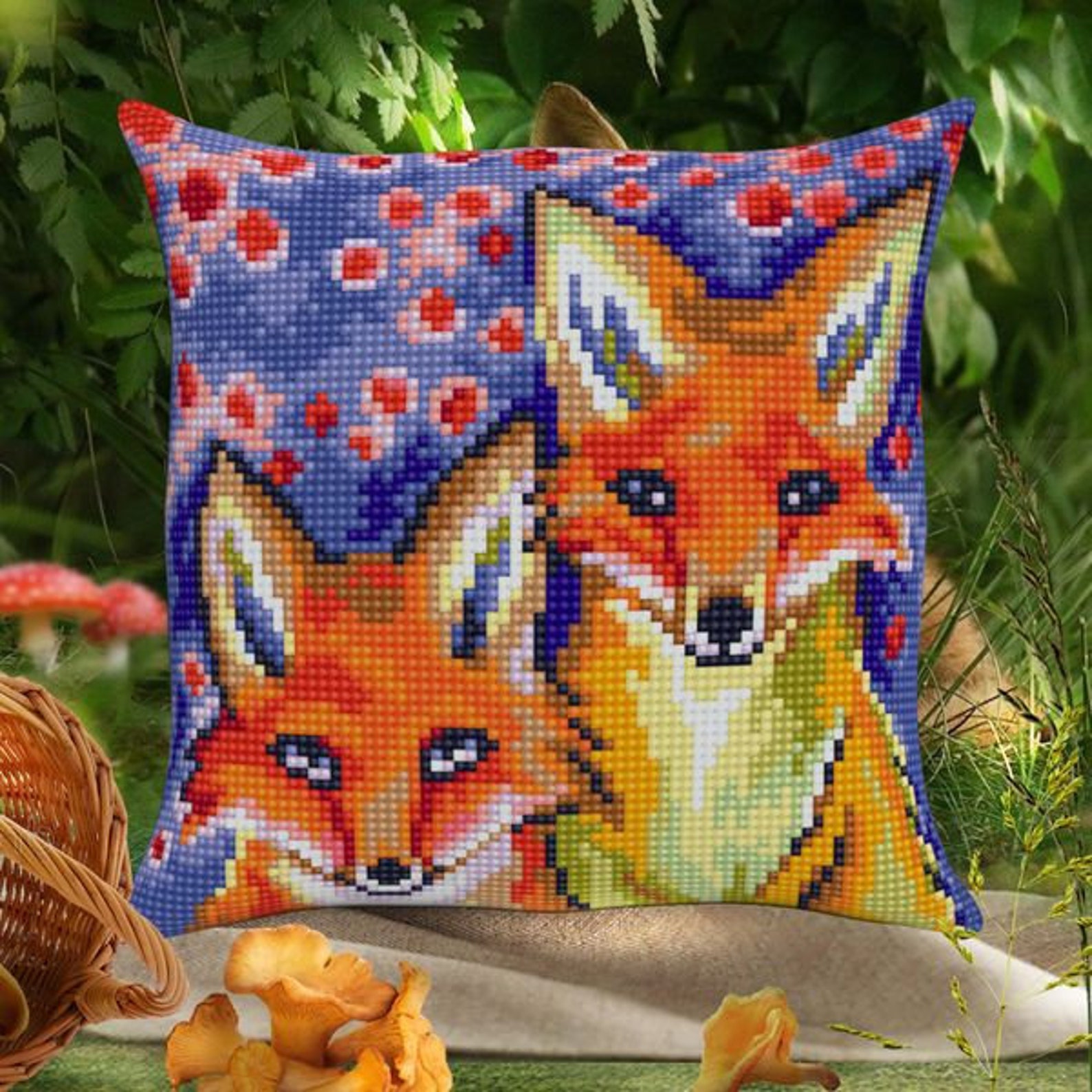 Needlepoint Pillow Kit Fox Cubes Collection Dart 5477, DIY Tapestry ...