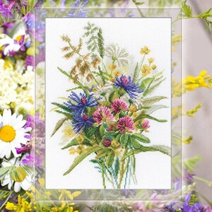 RTO Counted Cross Stitch Kit Summer Flowers M883 / Wild Flowers Bouquet ...