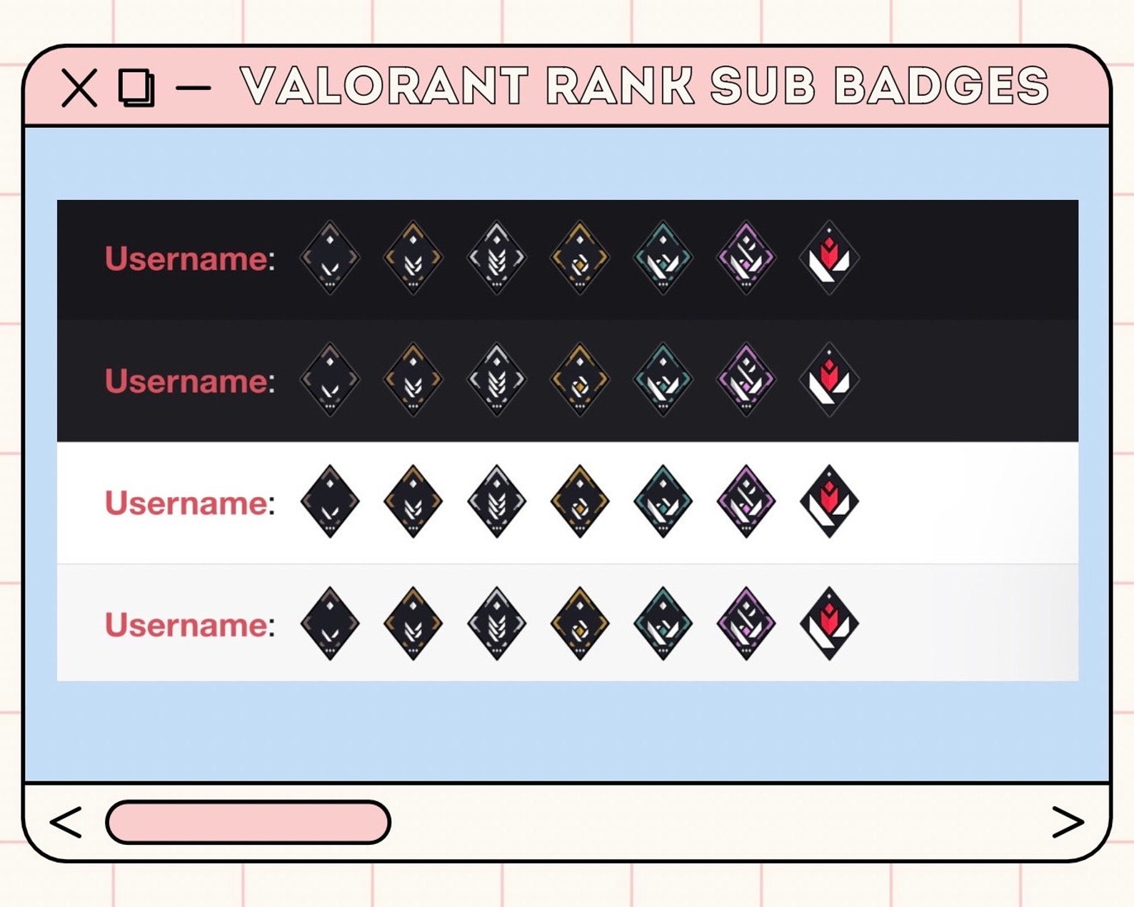 Sub Badges Valorant Rank Theme - Etsy