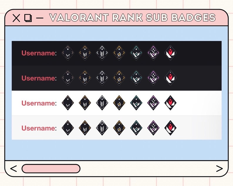 Sub Badges Valorant Rank Theme - Etsy