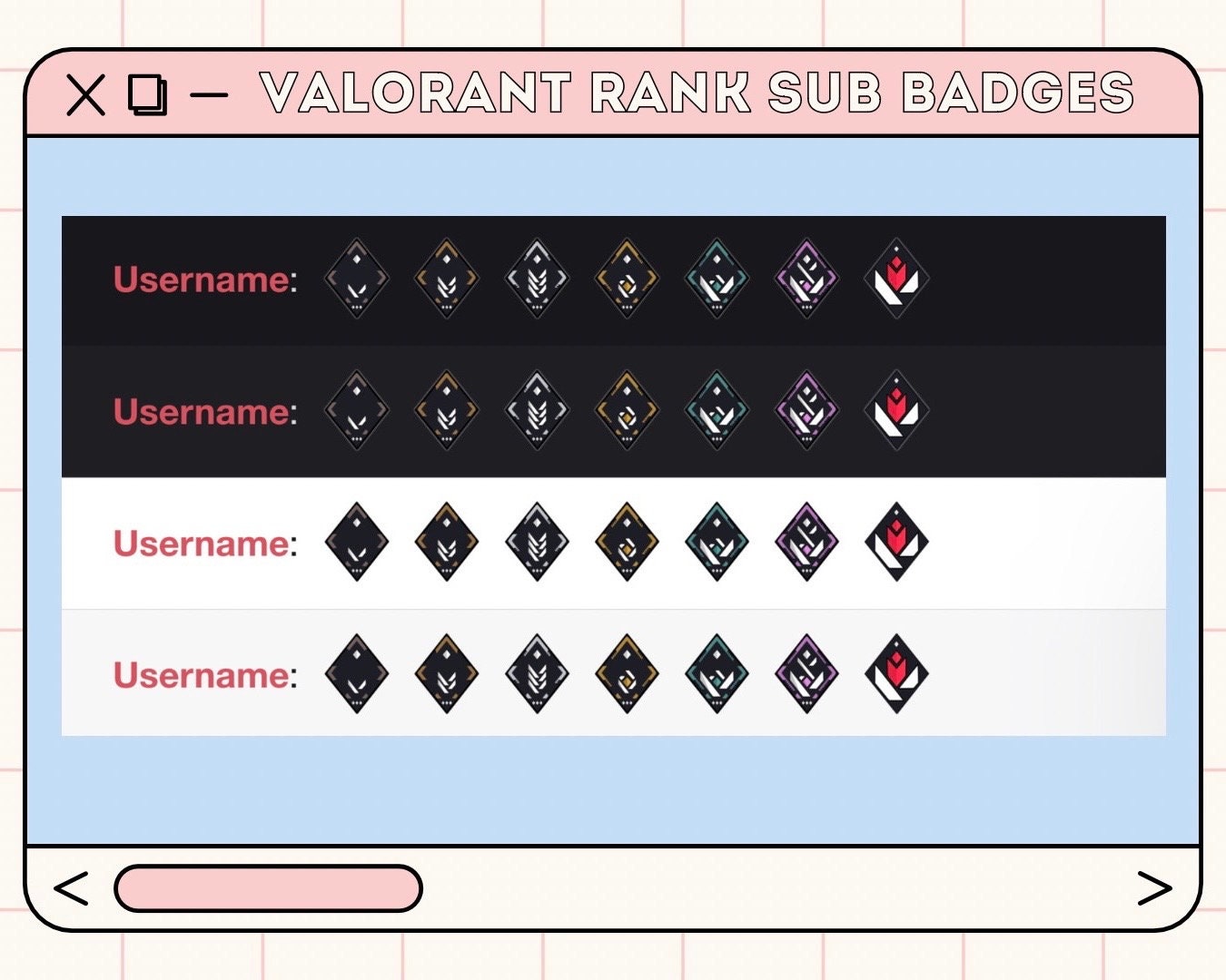 Sub Badges Valorant Rank Theme - Etsy