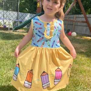 Adorable Back to School Crayon Dress for Girls First Day of School ...