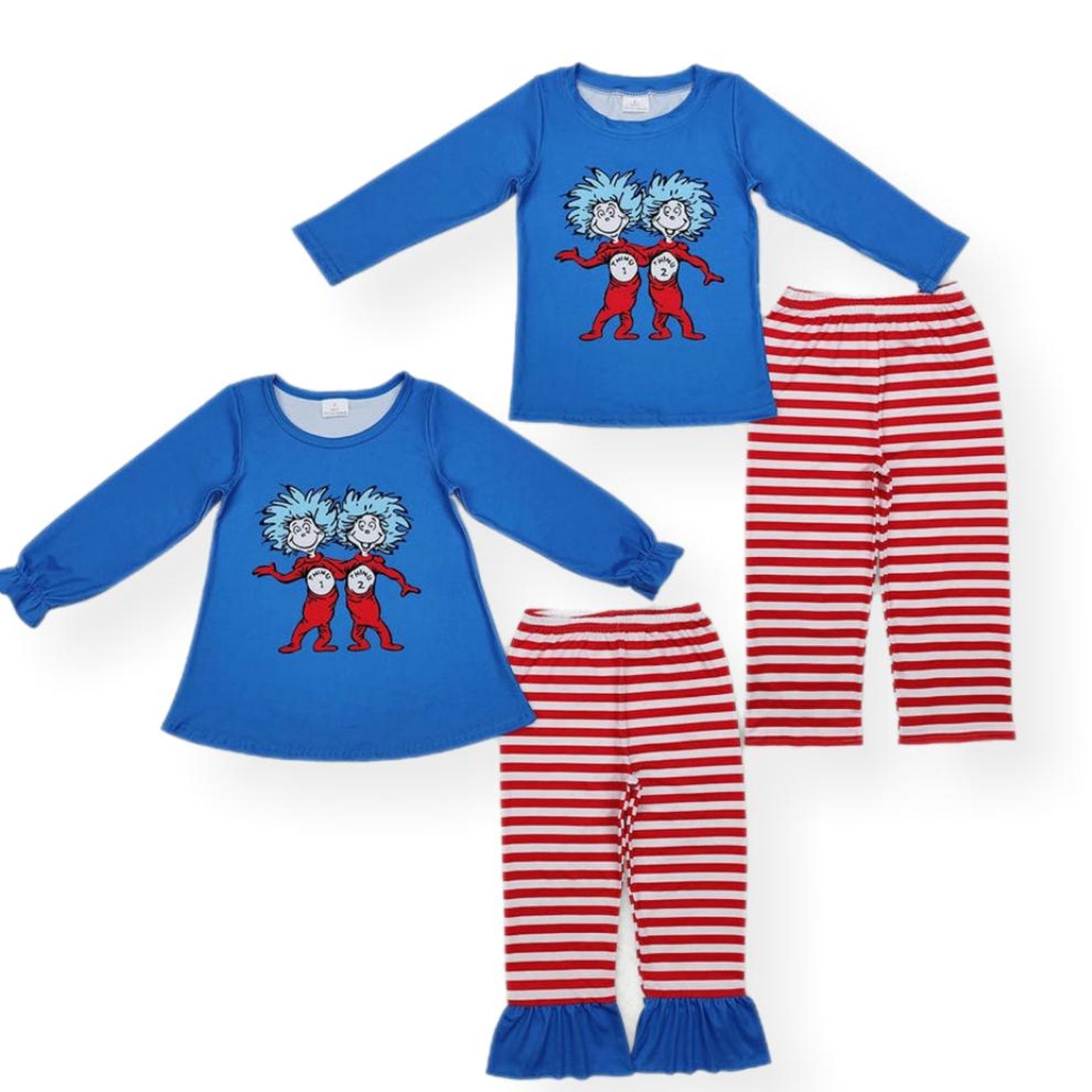 Dr Seuss Thing 1 and 2 Read Across America Outfits Matching Sibling PRE ...