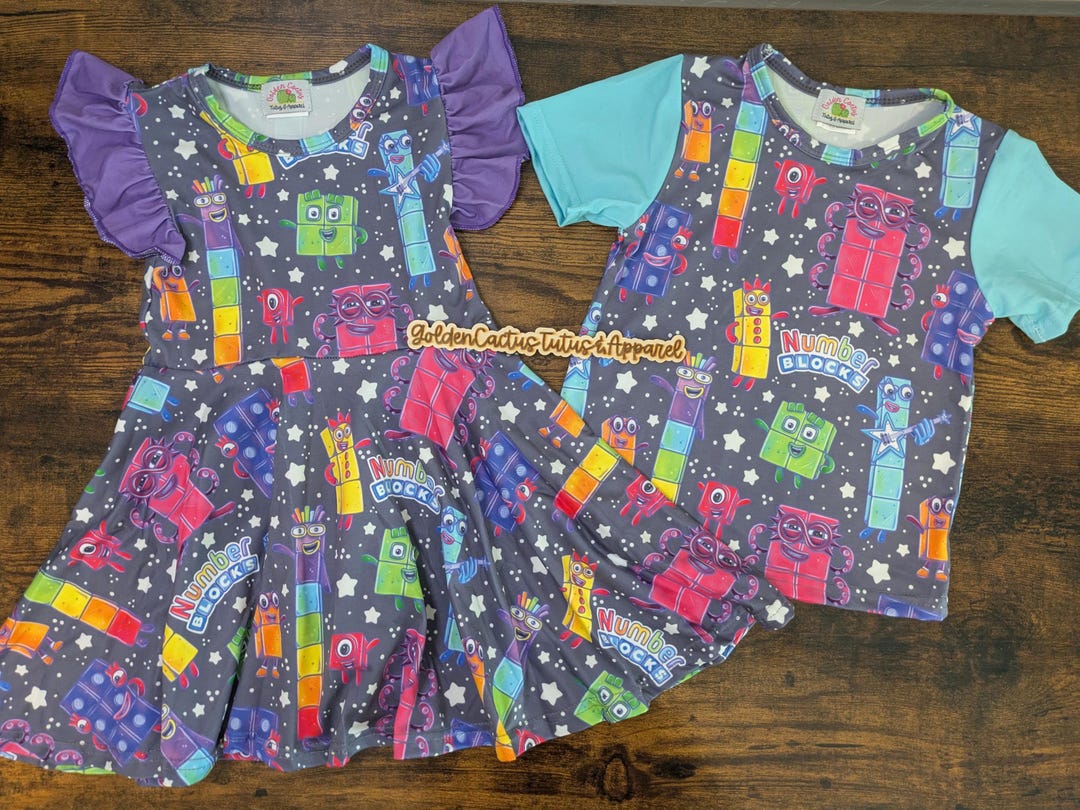 Number Blocks Sibling Matching Outfits Tee and Twirl Dress - Etsy