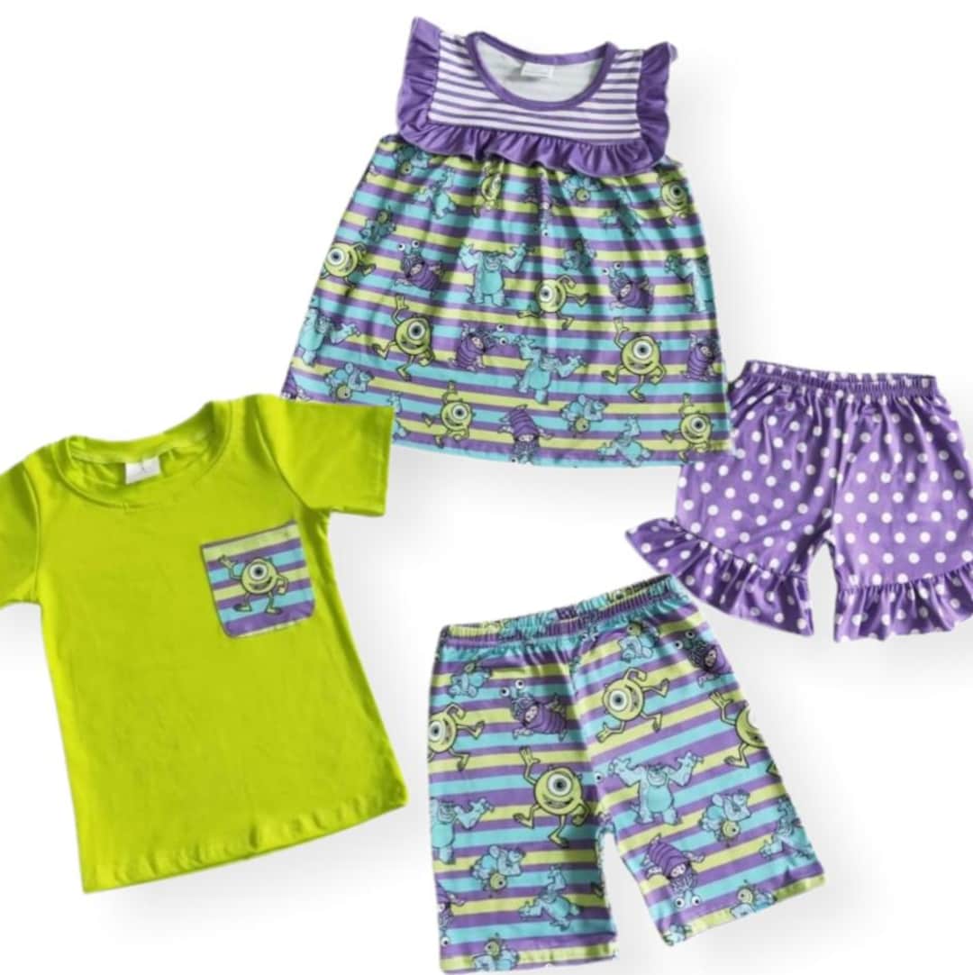 Scare Monster Theme Park Summer Shorts Outfit Matching Sibling PRE ...