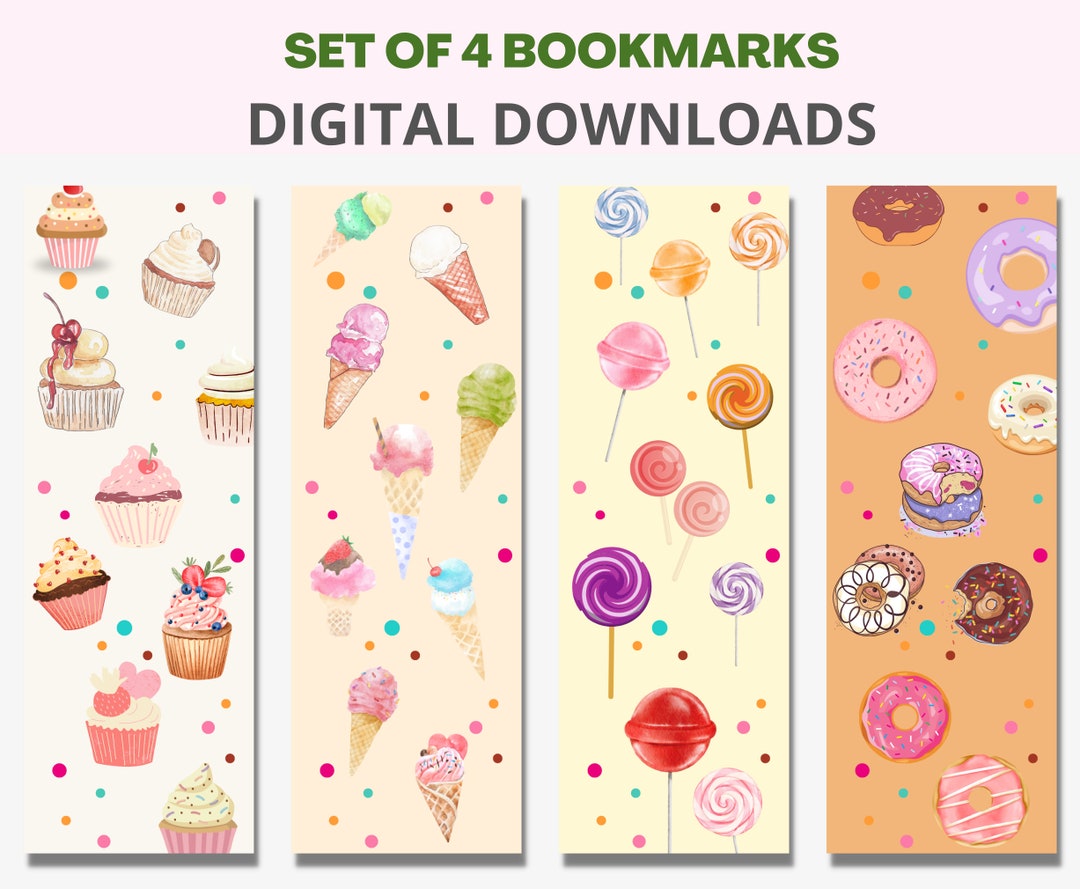 Candy and Dessert Bookmarks Printable Bookmarks Cute - Etsy