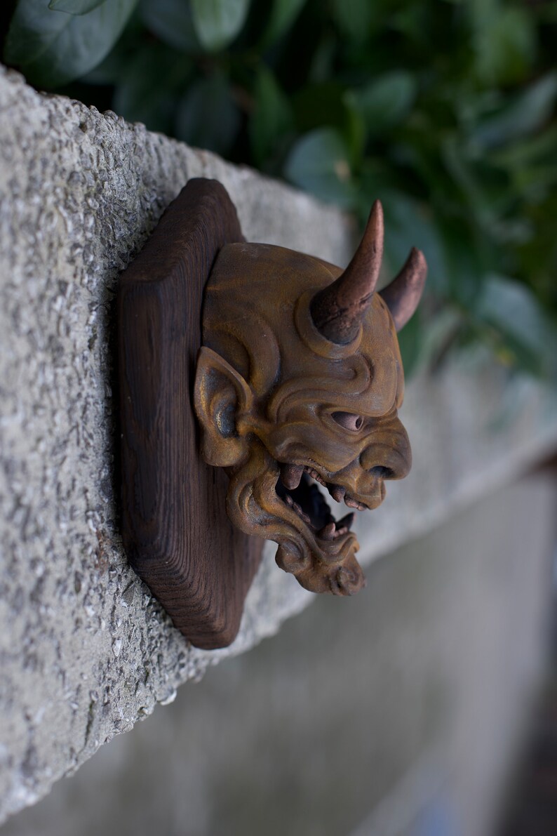 Traditional Japanese Oni Mask With Rust Effect - Etsy
