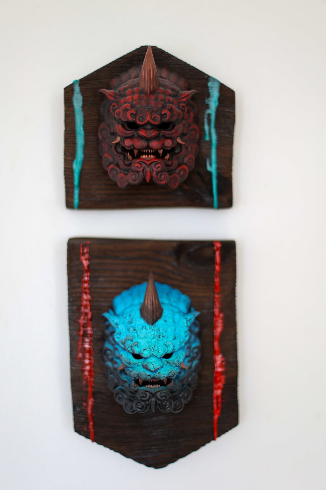 Traditional Japanese Foo Dog Mask Set - Etsy