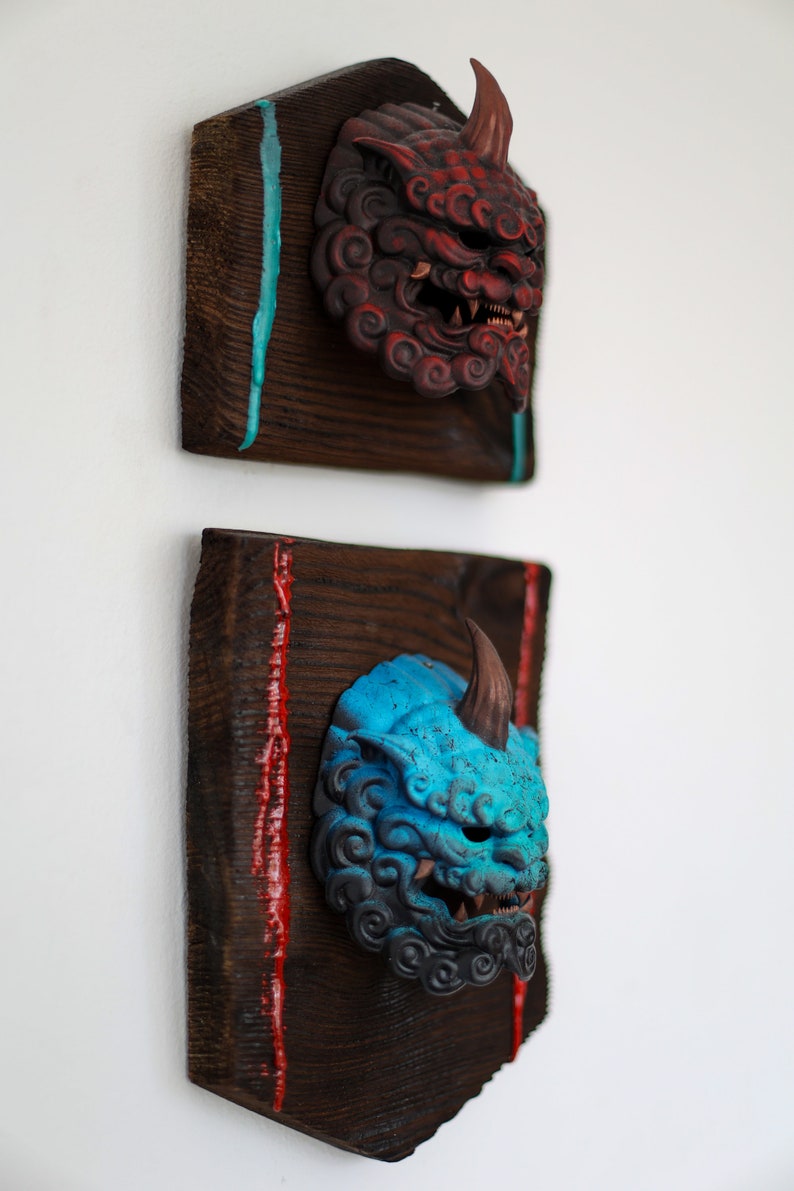 Traditional Japanese Foo Dog Mask Set - Etsy