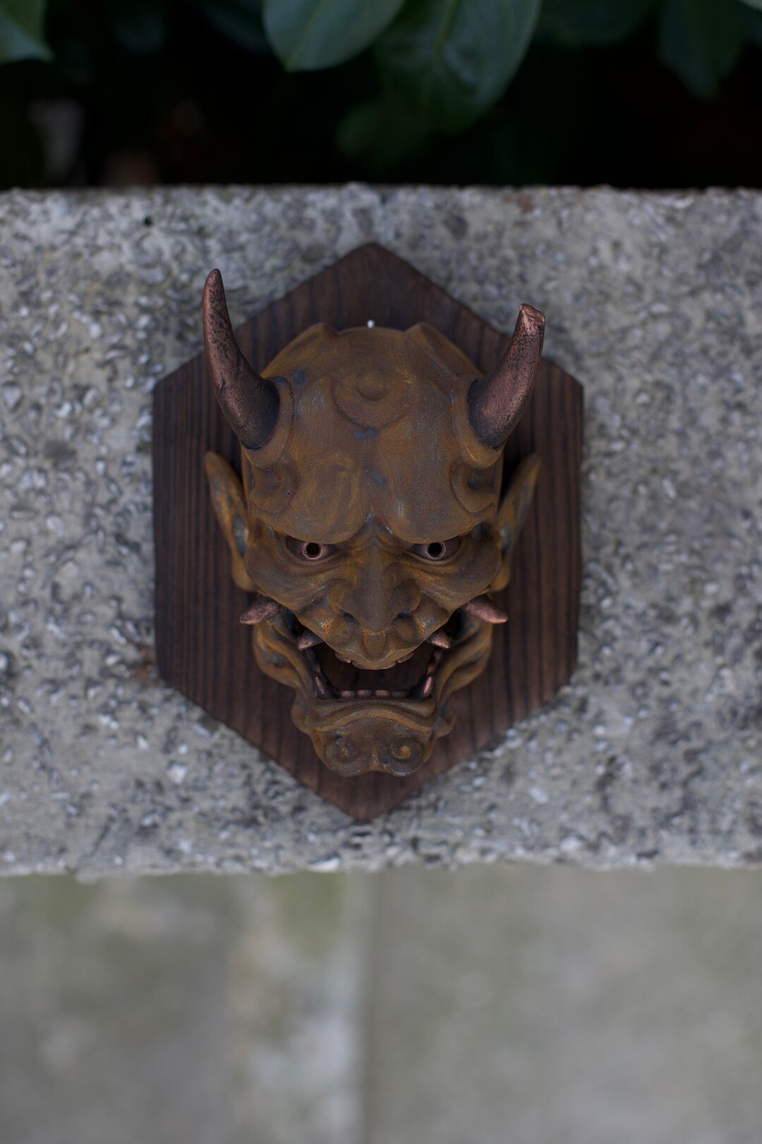 Traditional Japanese Oni Mask With Rust Effect - Etsy