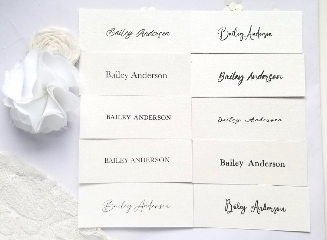 Printed Table Place Cards: Pearl Ivory Linen Wedding Name Cards - Etsy