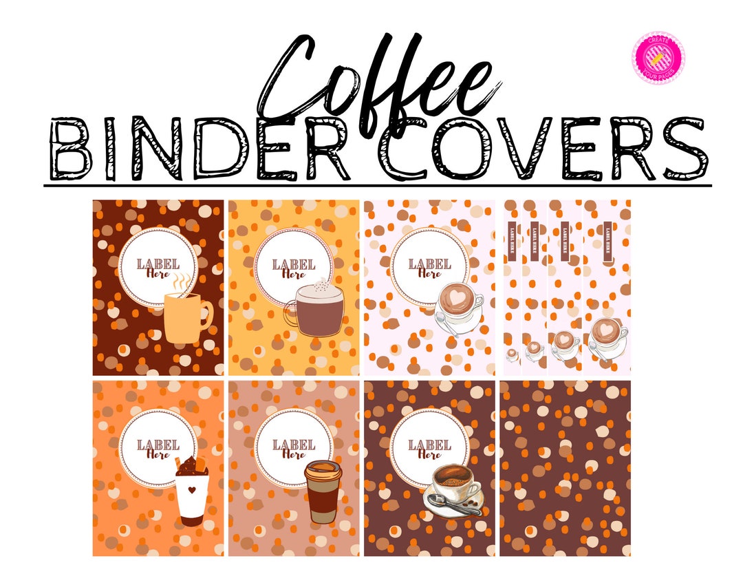 Binder Covers for Three Ring Binders, Binder Inserts, Canva, Coffee ...