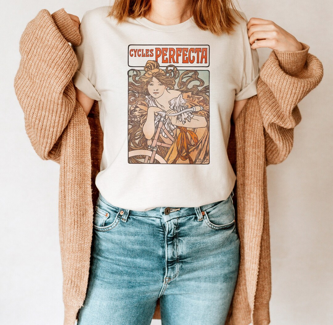Vintage Cycles Mucha Shirt, Alphonse Mucha Shirt, Bicycle Shirt, Art ...