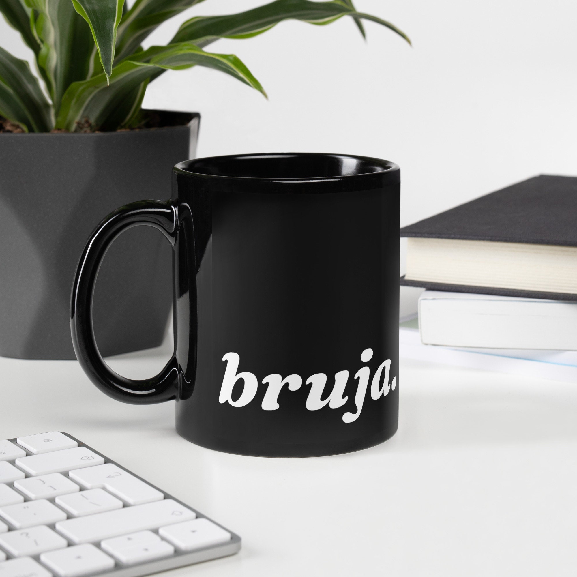 Black 'bruja' Mug - Potente Y Chic | Spanish Coffee Cup for Bruxas ...