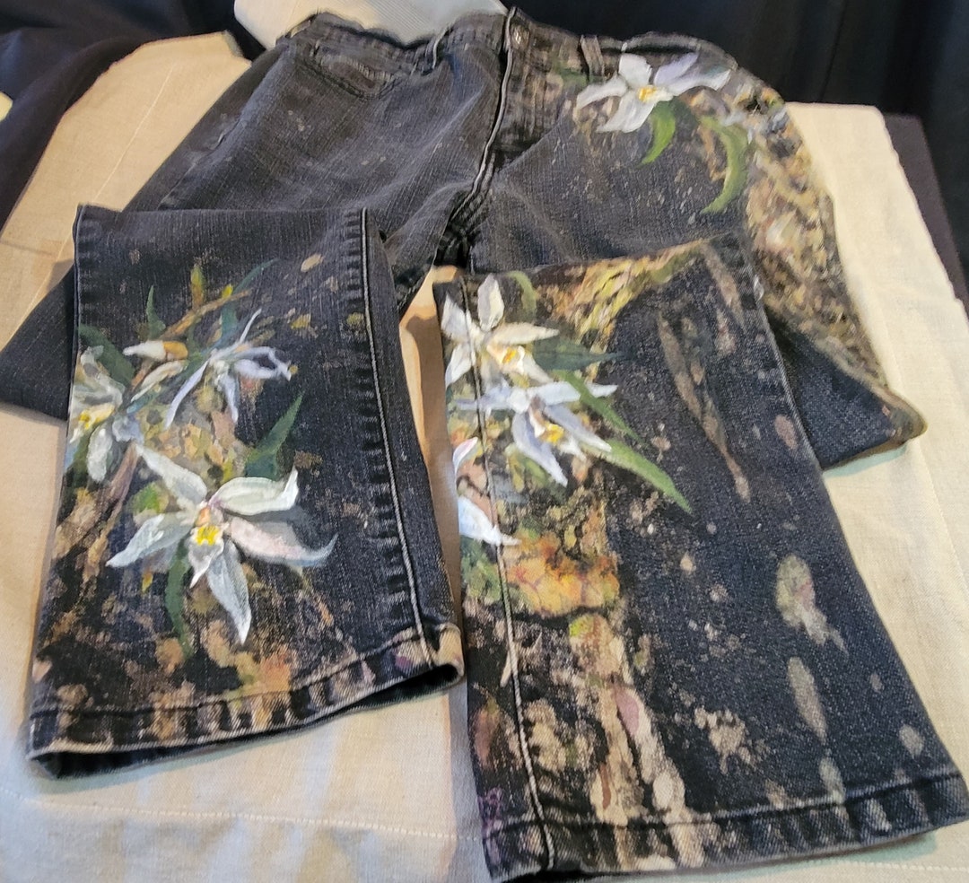Painted Jeans One of a Kind 505 Black Jeans - Handmade Art - Etsy