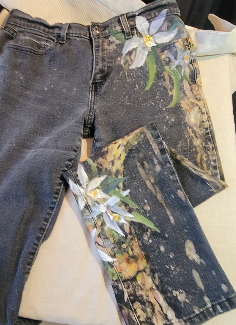 Painted Jeans One of a Kind 505 Black Jeans - Handmade Art - Etsy