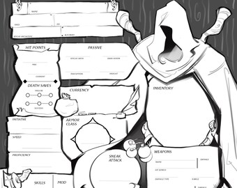 Dnd Rogue Character Sheet - Etsy Australia