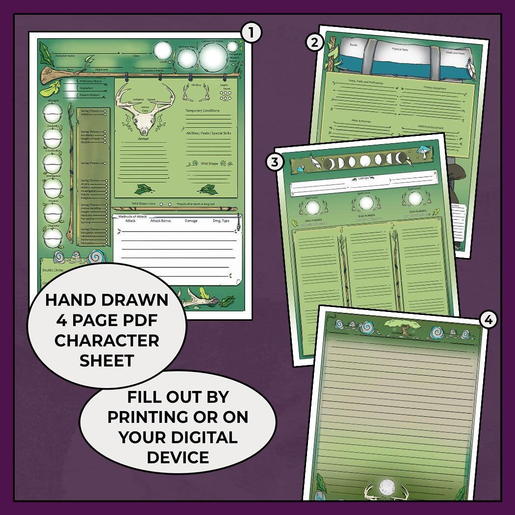 Force of Nature Druid Dnd 5e Character Sheet, Form Fillable PDF - Etsy