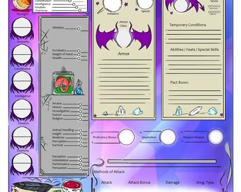 Warlock Dnd Character Sheet - Etsy