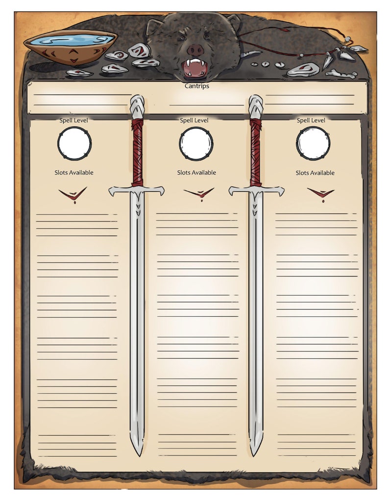 Barbarian Rage Dnd 5e Character Sheet Form Fillable Pdf Etsy