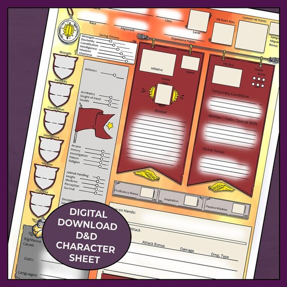 Indomitable, Colorless DnD 5e Fighter Character Sheet, Form