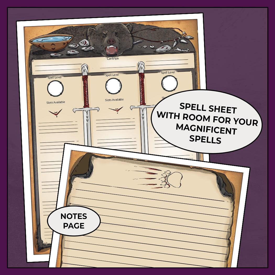 Barbarian Rage Dnd 5e Character Sheet Form Fillable Pdf Etsy