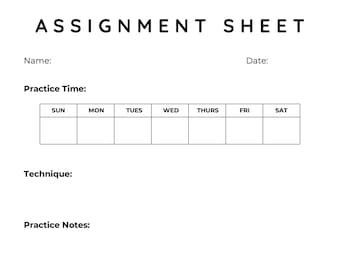 Piano Assignment Sheet - Etsy