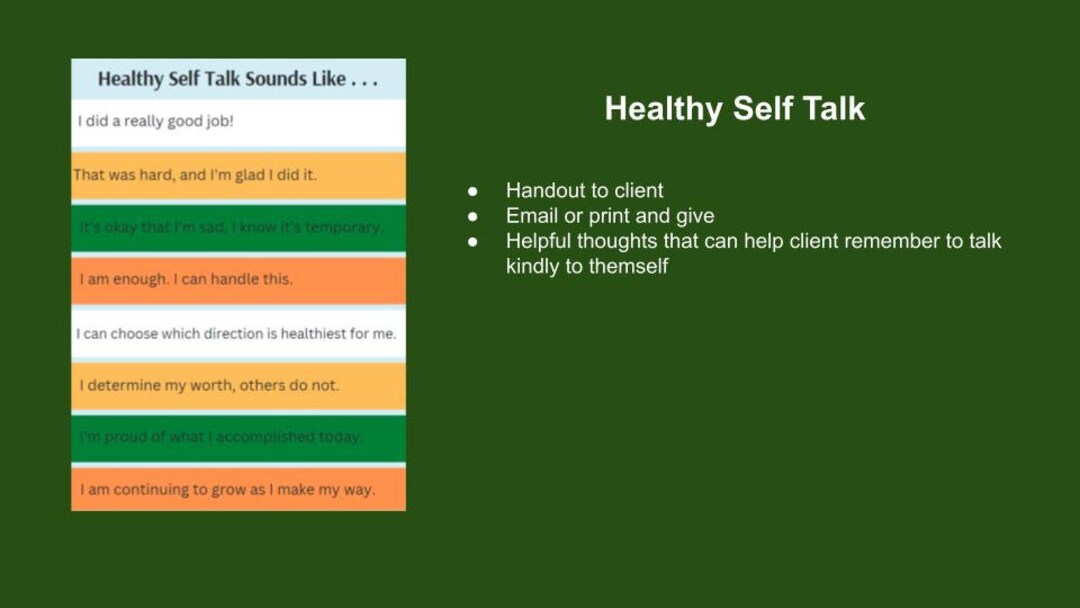 Self Talk Handout - Etsy